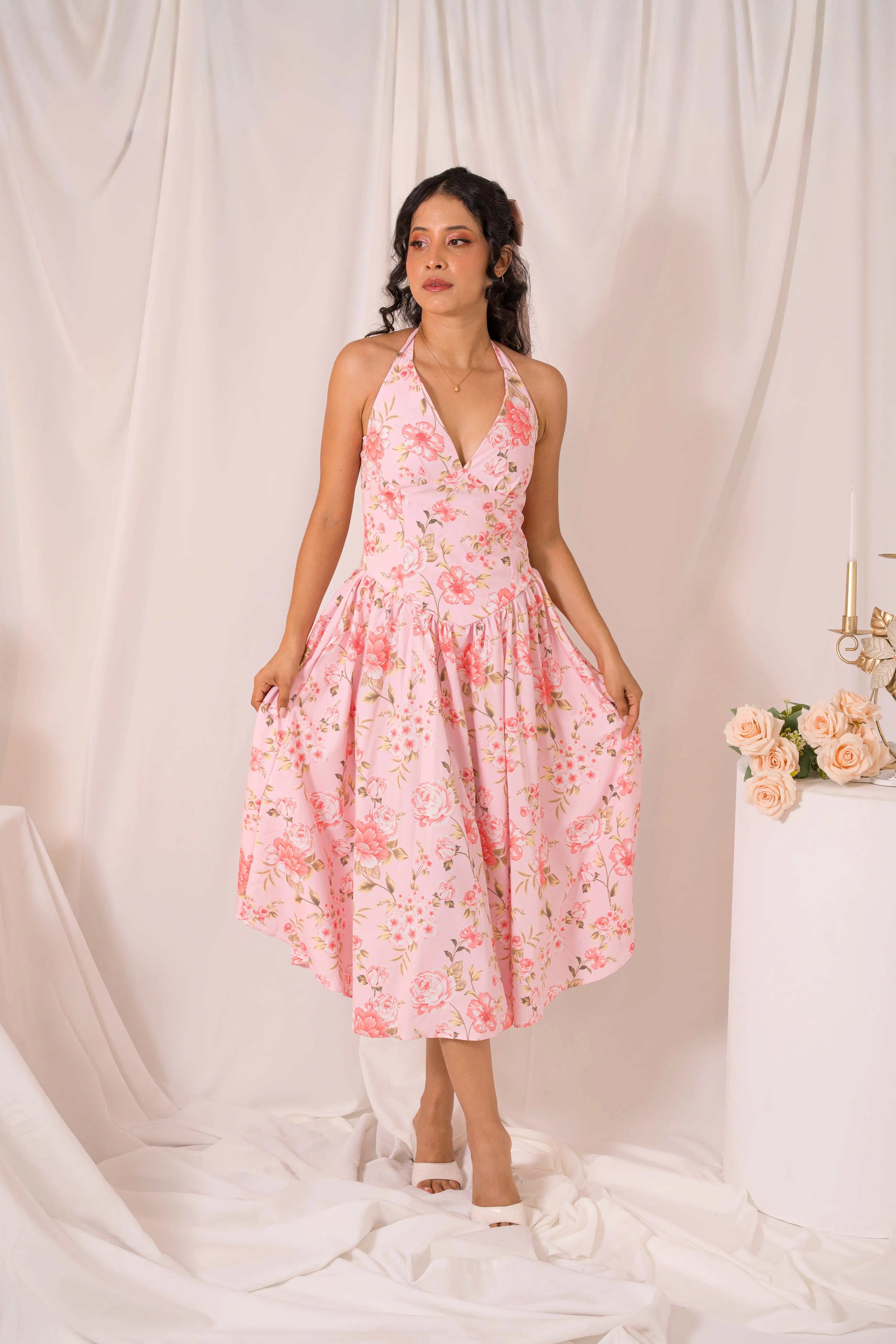 Vestido Miss Darcy Rosas Coral Charm – Magnolia Morango